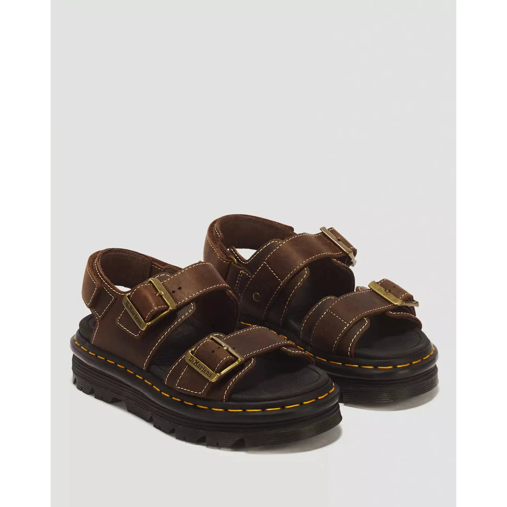 Dr Martens Women's Zebzag Crazy Horse Leather Sandals - Dark Brown ...