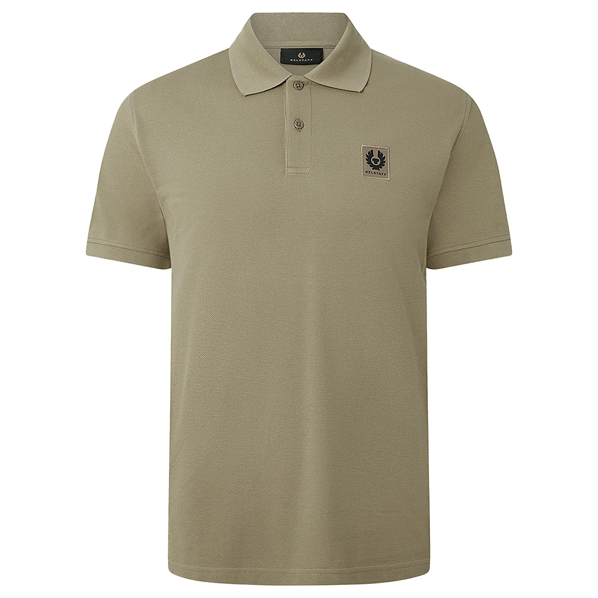Belstaff Men's Cotton Pique Polo Shirt - Fatigue Green | British Attire